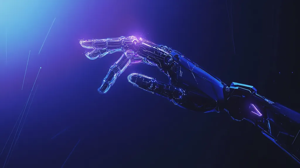 Midjourney: Stylized robotic hand, futuristic and technological ...